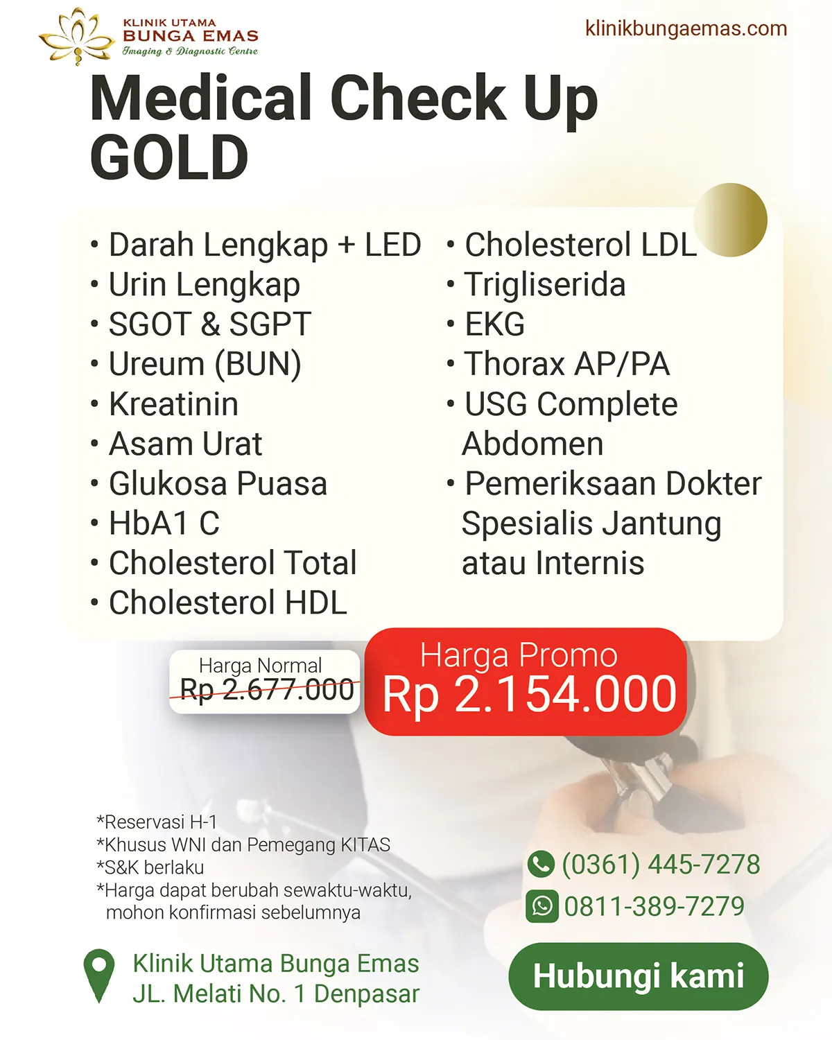Medical Check Up Paket Gold - Klinik Utama Bunga Emas